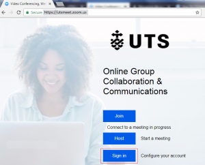 UTS Zoom login page - Learning and Teaching Systems ITU